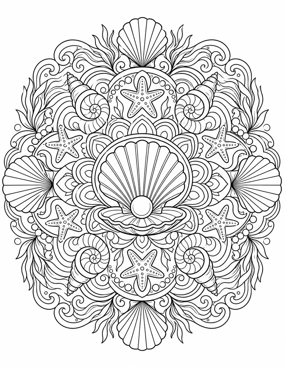 Free Seashell Mandala Coloring Page | Da Vinci In You Coloring Pages